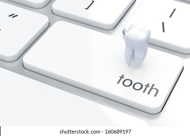 3d Render Tooth Icon On Keyboard Stock Illustration 160689197 ...