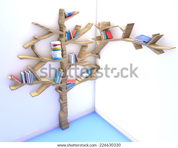 3d Render Tree Knowledge Bookshelf Stock Illustration 226630330