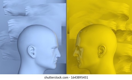 3d Render Two Man Heads Against Stock Illustration 1643895451 ...
