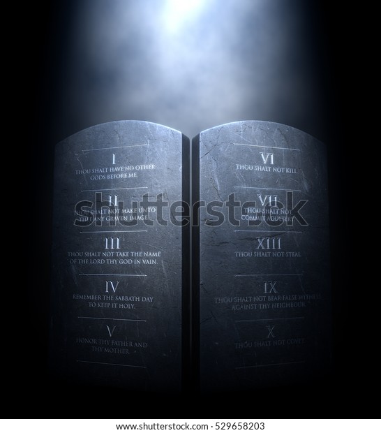 3d Render Two Stone Tablets Ten: ilustración de stock 529658203 ...