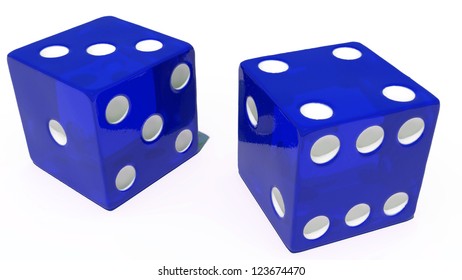 3d Render Two Transparent Blue Dice: ilustrações stock 123674470 ...