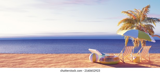 3d Render View Beach Summer Holidays Stock Illustration 2160652923 ...