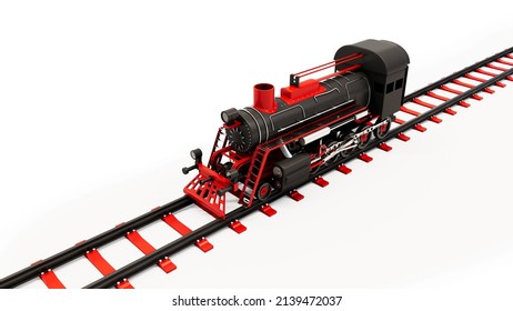 3d Render Vintage Train Modern Red Stock Illustration 2139472037 ...