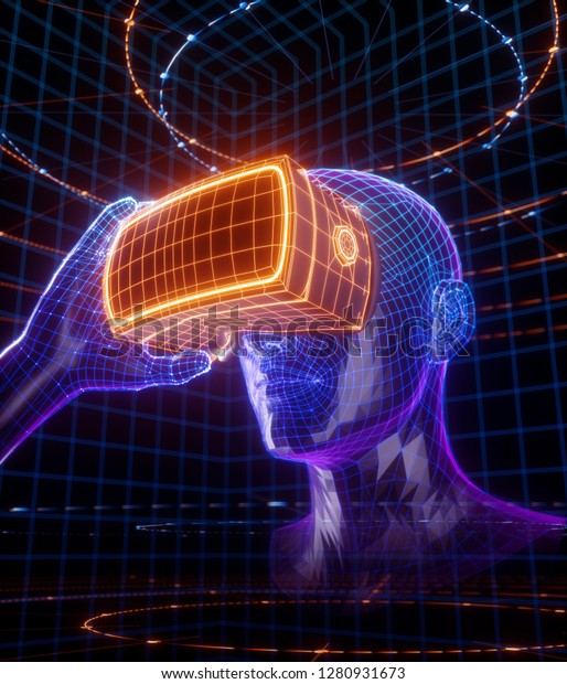 3d Render Virtual Man Holding Virtual Stock Illustration 1280931673 ...
