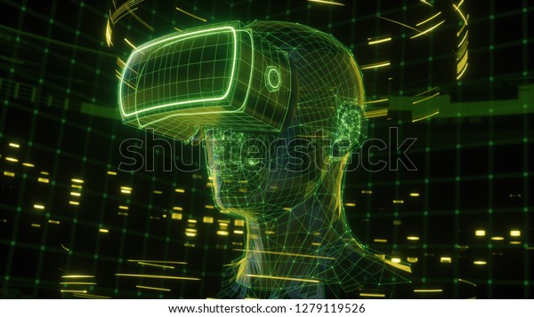 3d Render Virtual Man Wearing Virtual Stock Illustration 1279119526
