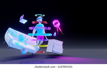 3d Render Virtual Reality Character Vr Stock Illustration 2147091551 ...