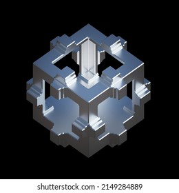 3d Render Voxel Metal Cube Illustration Stock Illustration 2149284889 ...