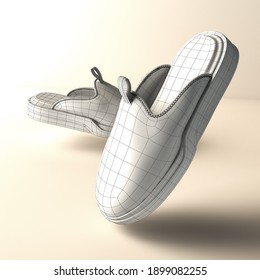 3d Render Waffle Texture Slippers Stock Illustration 1899082255 ...