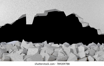 3d Render Wall Broken Wall Black Stock Illustration 789209788 ...