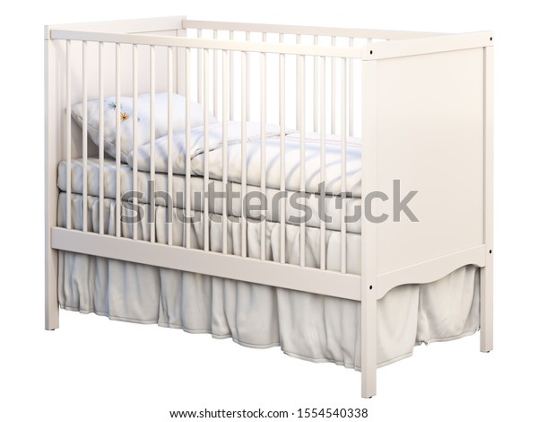 3d Render White Baby Cot White Stock Illustration 1554540338 | Shutterstock