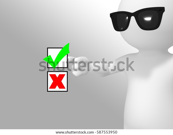 3d Render White Man Pointing Checklist Stock Illustration 587553950 ...