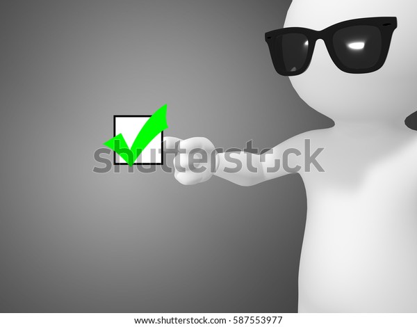 3d Render White Man Pointing Checklist Stock Illustration 587553977 ...