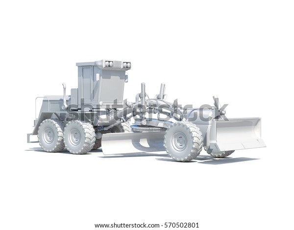 3d Render White Motor Grader Road Stock Illustration 570502801 ...