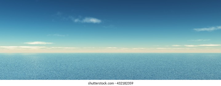 3d Render Widescreen Ocean Landscape Stock Illustration 432182359 ...