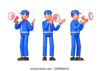 3d Render Worker Courier Postman Blue Stock Illustration 2209806013 ...