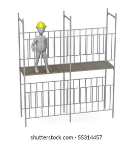 3d Render Working Cartoon Character Scaffold 스톡 일러스트 55314457 ...