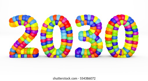 3d Render Year 2030 Made Colorful Stock Illustration 554386072 ...