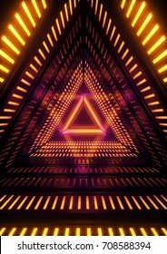 3d Render Yellow Neon Lights Led Stock Illustration 708588394 ...