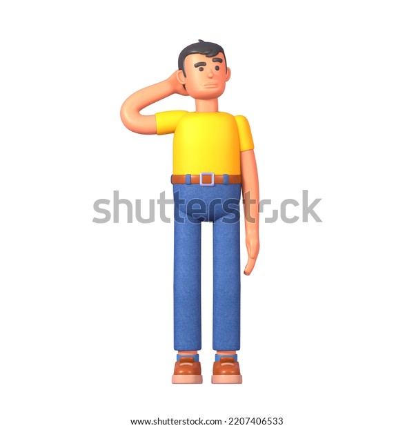 3d Render Young Man Casual Outfit Stock Illustration 2207406533
