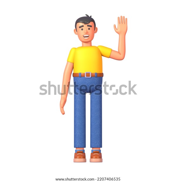 3d Render Young Man Casual Outfit Stock Illustration 2207406535