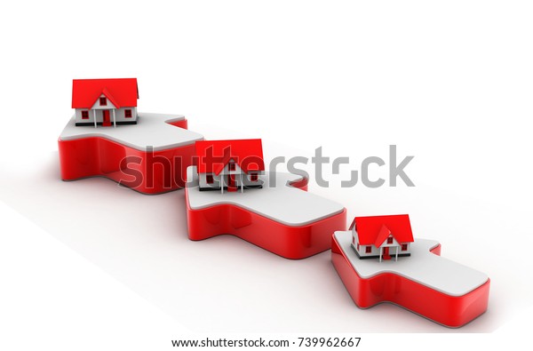 3d Rendered Arrow House Chart Isolated Stock Illustration 739962667 ...