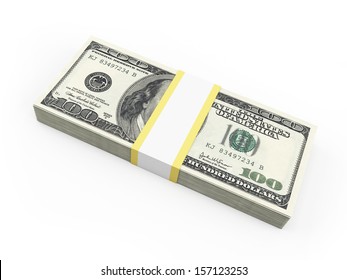 Stack Hundreds Dollars Isolated On White Stock Illustration 221322598 ...