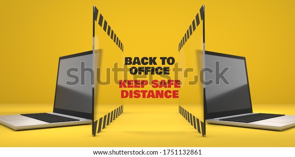 3d Rendered Laptops Safety Zone Between Stock Illustration 1751132861 ...