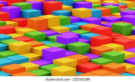3d Rendered Rainbow Colored Cubes Background 스톡 일러스트 1323141410 ...