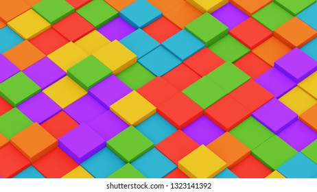 3d Rendered Rainbow Colored Cubes Background 스톡 일러스트 1323141392 ...