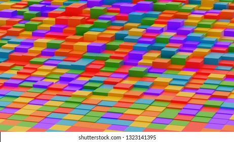 3d Rendered Rainbow Colored Cubes Background Stock Illustration ...