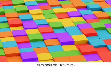 3d Rendered Rainbow Colored Cubes Background 스톡 일러스트 1323141410 ...