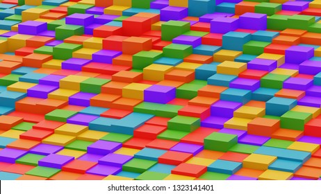 3d Rendered Rainbow Colored Cubes Background 스톡 일러스트 1323141410 ...