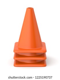 Ilustrasi Stok 3d Rendered Stack Orange Traffic Cones 1225190737 ...