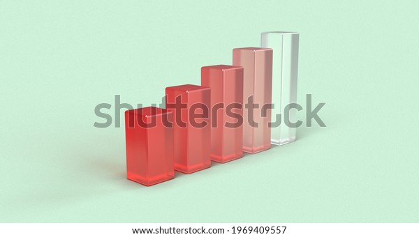 3d Rendered Transparent Red Statistic Bars Stock Illustration ...