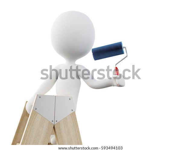 3d Renderer Image White People Paint Stock Illustration 593494103 ...