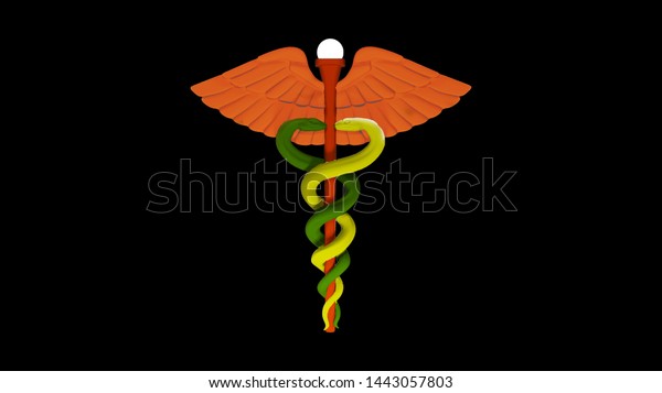 3d Rendering 2 Colors Caduceus Black Stock Illustration 1443057803 ...