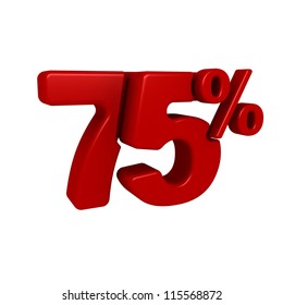 3d Rendering 75 Percent Red Letters Stock Illustration 115568872 ...