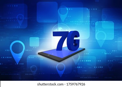 3d Rendering 7g Network Mobile Data Stock Illustration 1795880848 ...