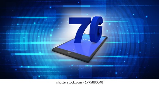 3d Rendering 7g Network Mobile Data Stock Illustration 1795880848 ...