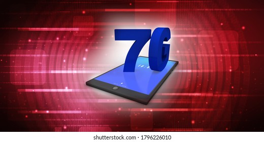 3d Rendering 7g Network Mobile Data Stock Illustration 1796226010 ...