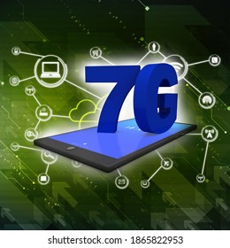 3d Rendering 7g Network Mobile Data Stock Illustration 1865822953 ...