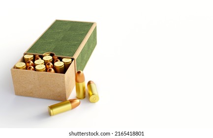 3d Rendering 9mm Bullets Box Isolated Stock Illustration 2165418801 ...