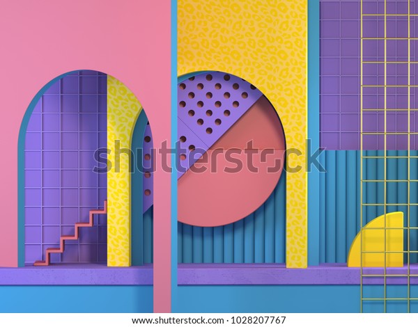 3d Rendering Abstract Geometric Shapes Modern Stock Illustration ...