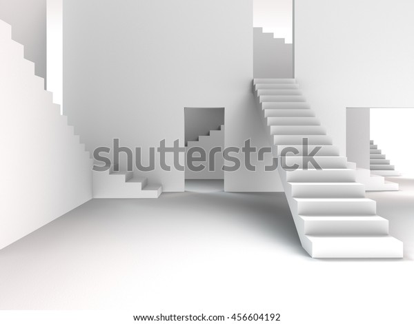 3d Rendering Abstract Interior Architecture Stairways Stock ...