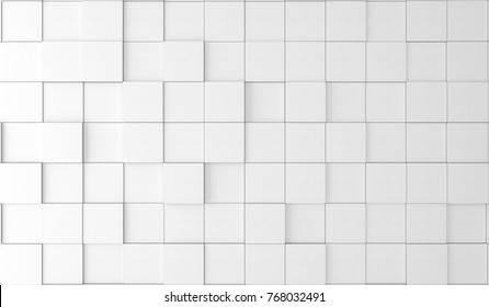 3d Rendering Abstract Plain White Boxes Stock Illustration 768032491