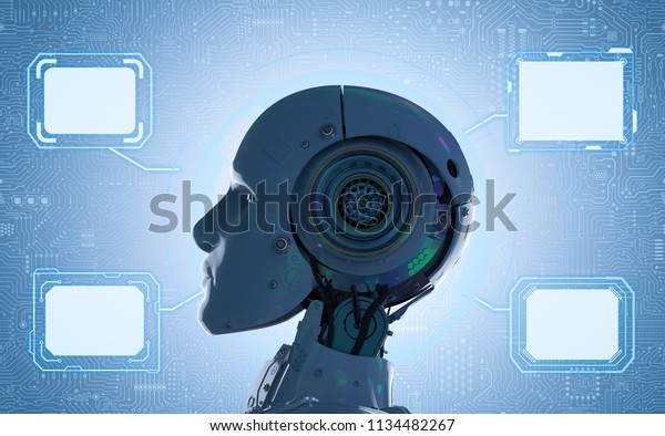 3d Rendering Ai Robot Blank Frames Stock Illustration 1134482267 ...