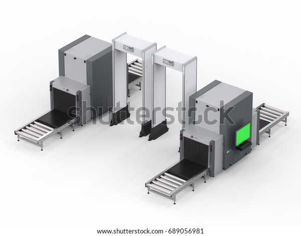 3d Rendering Airport Security Checkpoint Security Stock Illustration ...