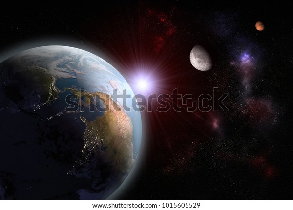 3d Rendering Alignment Earth Moon Mars Stock Illustration 1015605529 ...