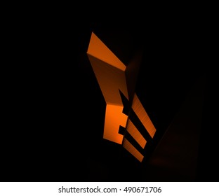 3d Rendering Alphabet Projected On Refracted Stock Illustration ...