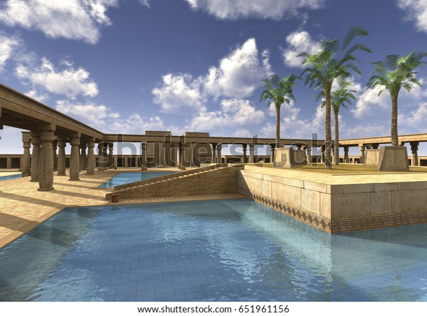 3d Rendering Ancient Egyptian Palace Sunny Stock Illustration 651961156